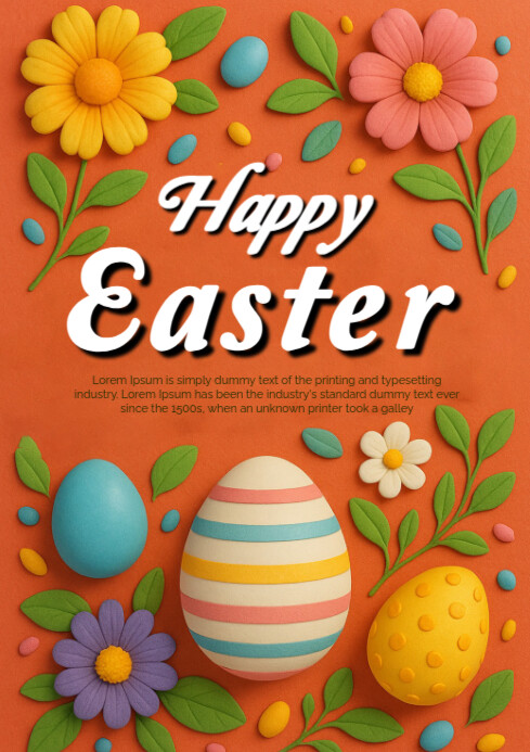 Copy of Red Pastel Easter Template Design A4 | PosterMyWall