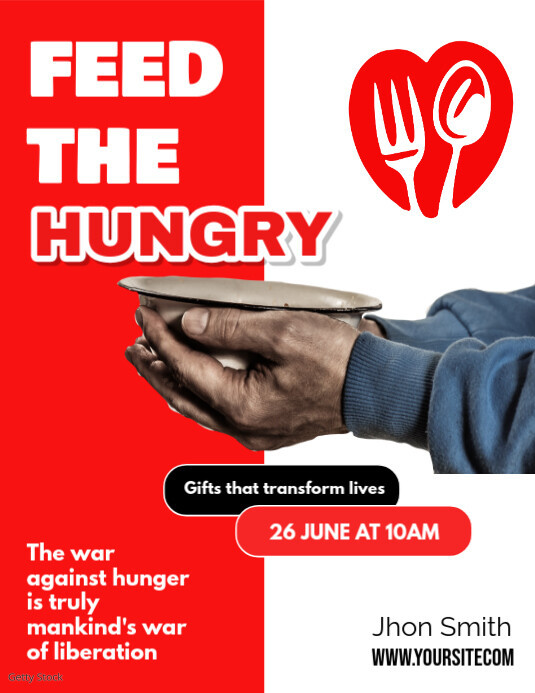 Copy of Red Pastel Feed The Hungry Flyer (us Letter) | PosterMyWall