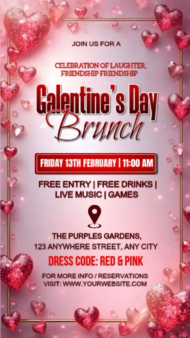 Red Pastel Galentine's Day Brunch Party Invitation Instagram Story ...