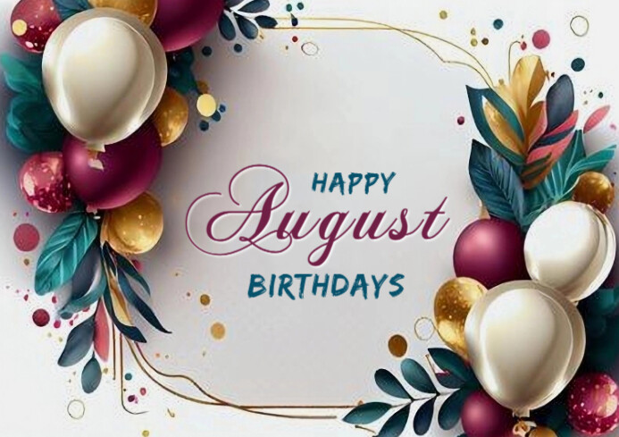 Red Pastel Happy August Birthdays A4 Template | PosterMyWall