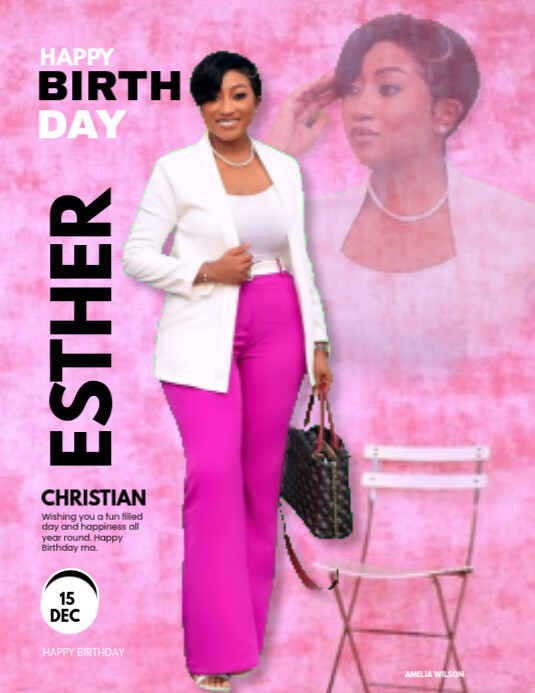 Red Pastel Happy Birthday Design Flyer (us Letter) Template | PosterMyWall