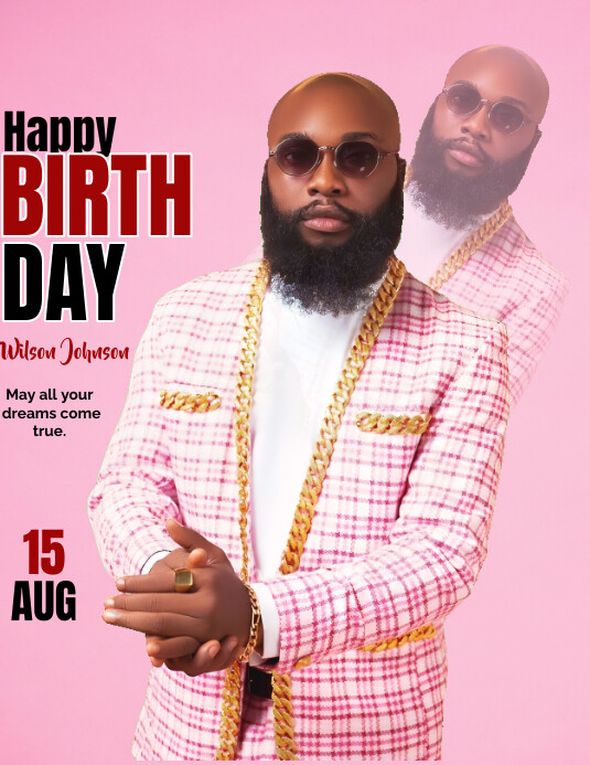 Red Pastel Happy Birthday Graphics Flyer (us Template | PosterMyWall