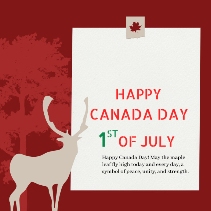 Red Pastel Happy Canada Day Instagram Post Template | PosterMyWall