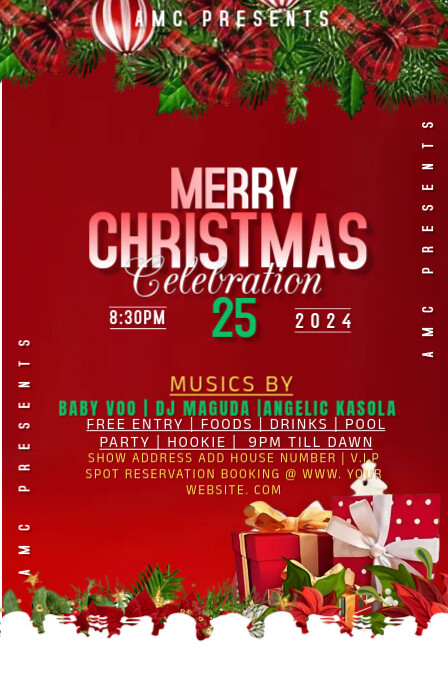 Red Pastel Happy Christmas Design Xmas Tabloid Template | PosterMyWall