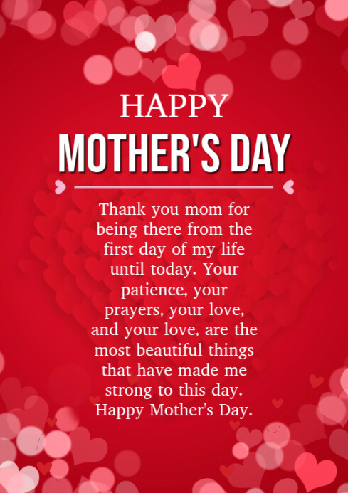 Modèle Red Pastel Happy Mother's Day Love Message A4 | PosterMyWall