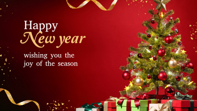 Red Pastel Happy New Year Youtube Thumbnail Template | PosterMyWall