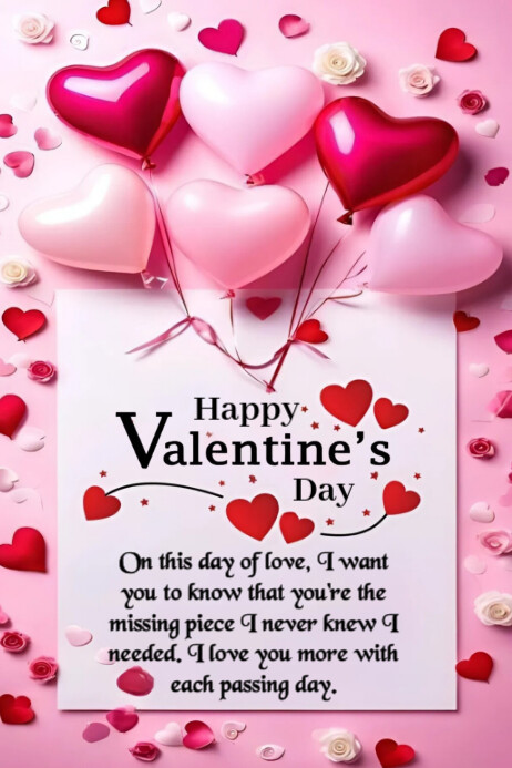 Red Pastel Happy Valentine's Day Poster Template | PosterMyWall