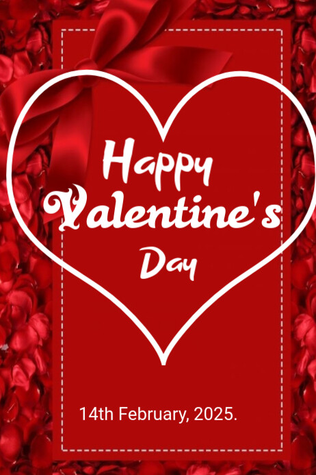 Red Pastel Happy Valentines Day Poster Template | PosterMyWall