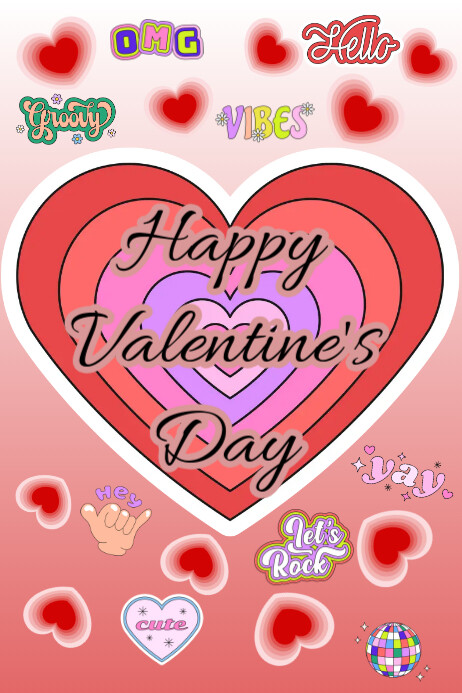 Red Pastel Heart Valentine Poster Template | PosterMyWall