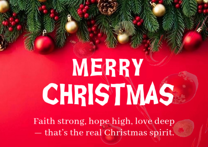 Red Pastel Merry Christmas A4 Template | PosterMyWall