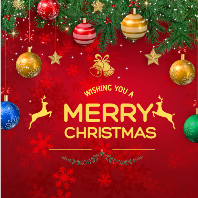 Red Pastel Merry Christmas Instagram Post Template | PosterMyWall