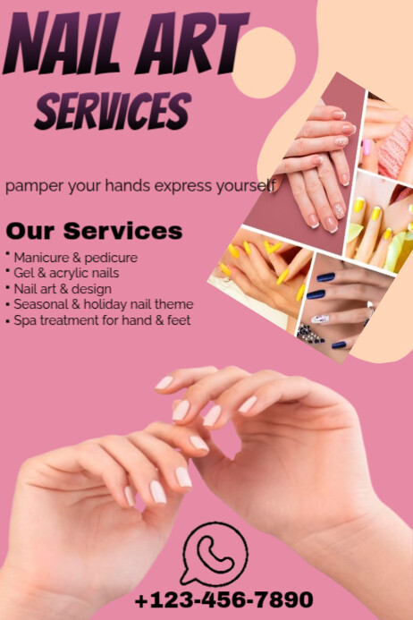 Red Pastel Nail Service Poster Template | PosterMyWall