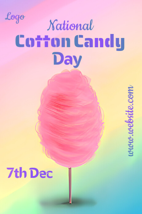 Red Pastel National Cotton Candy Day Poster Template | PosterMyWall