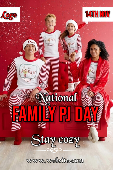 Red Pastel National Family Pj Day Poster Templat | PosterMyWall