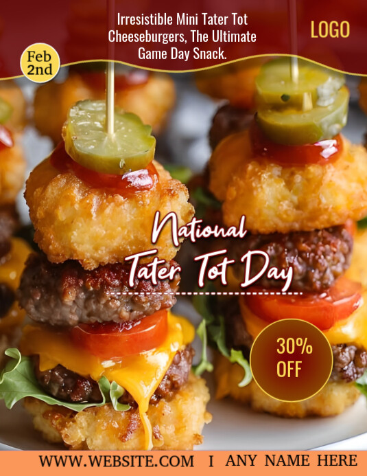 Red Pastel National Tater Tot Day Flyer (us Letter) Template | PosterMyWall