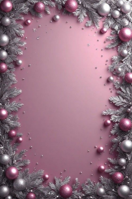 Red Pastel Silver Frosted Pine Christmas Border Frame Poster Template ...