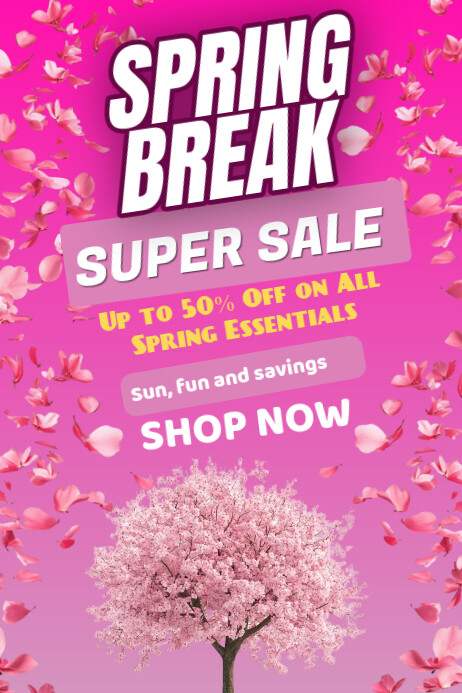 Red Pastel Spring Brake Super Sale Poster Template | PosterMyWall