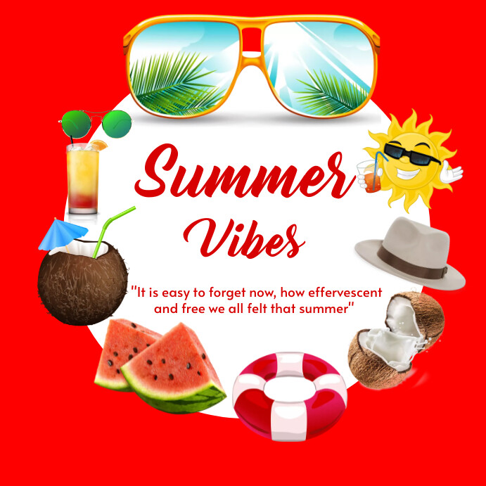 Red Pastel Summer Vibes ,summer Design Instag Template | PosterMyWall