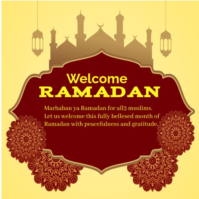 Red Pastel Welcome Ramadan Instagram Post Template | PosterMyWall