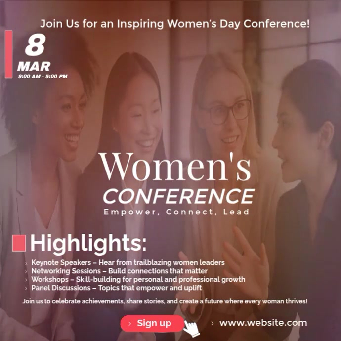 Red Pastel Womens Conference Instagram Post Template | PosterMyWall