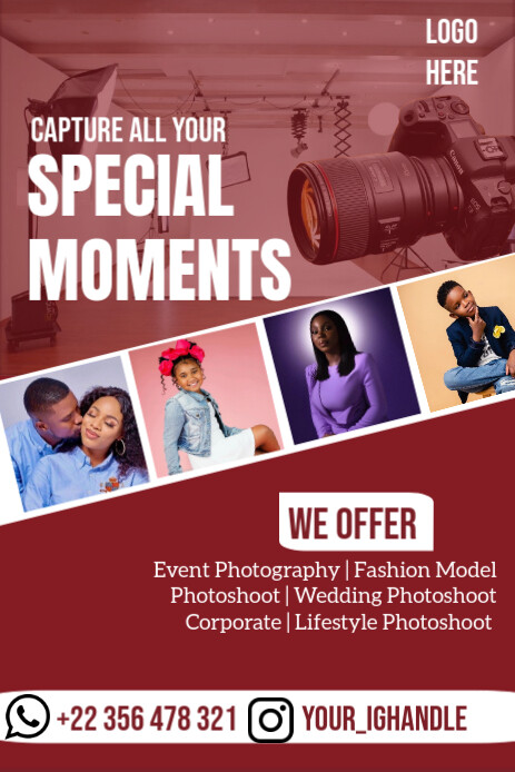 Red Photograph Flyer Pinterest Graphic เทมเพลต | PosterMyWall