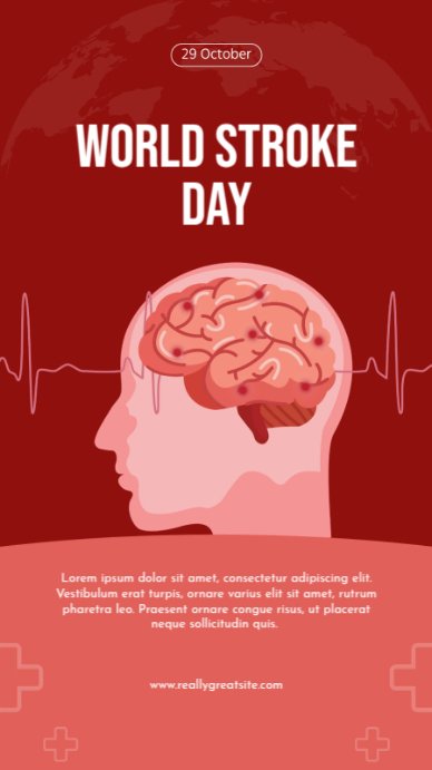 Red Pink Illustrative World Stroke Day Instagram Story 2025 Template | PosterMyWall