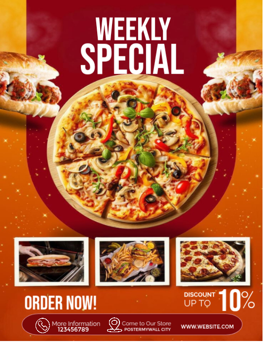 Red Pizza Promotion Flyer Template | PosterMyWall