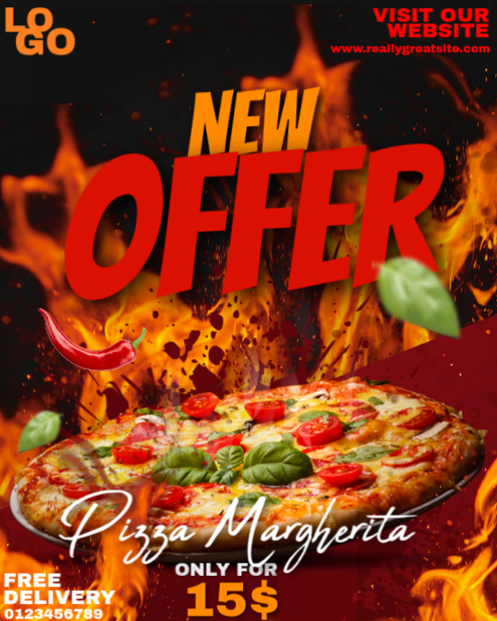 Red Pizza Promotion Portrait Template | PosterMyWall