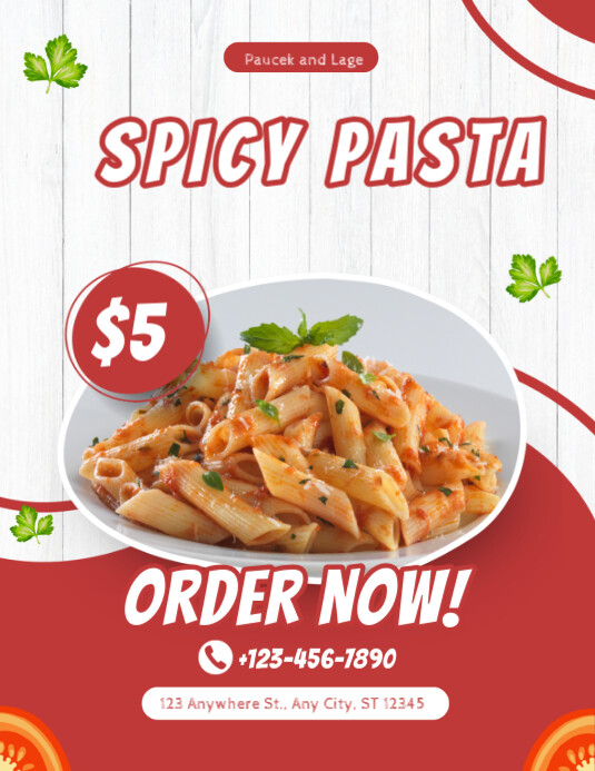Red Playful Illustrative Spicy Pasta Promotion Instagram Post Template ...