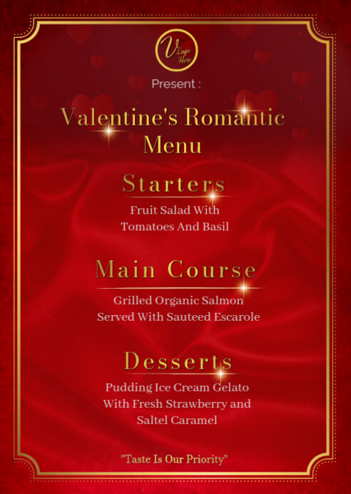 Copy of Red Profesional Valentines Romantic dinner Menu List A6 ...