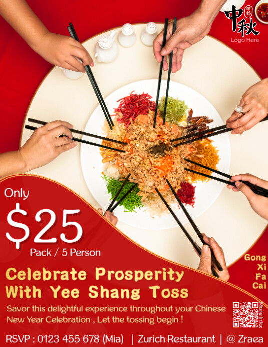 Modèle Red Profesional Yee Shang Toss Tradition Pamflet (letter As ...