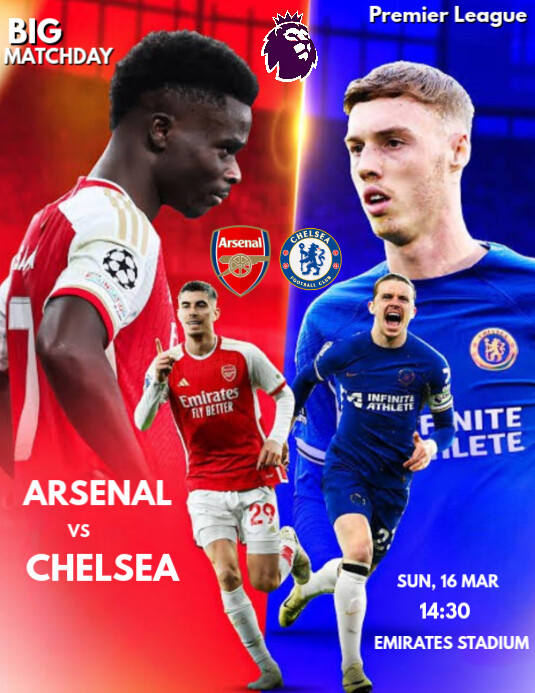 Red Professional Arsenal Vs Chelsea Flyer (us Letter) Template ...