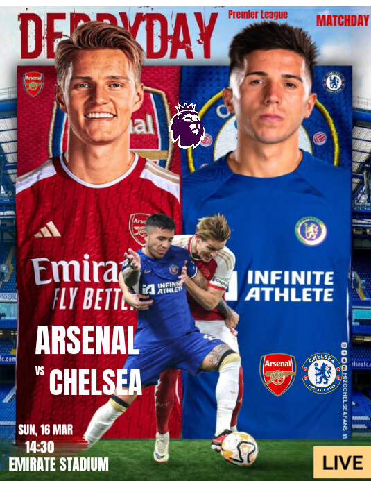 Red Professional Arsenal Vs Chelsea Flyer (us Letter) Template ...