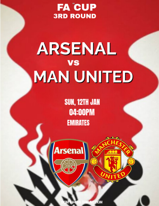 Red Professional Arsenal Vs Manchester United Flyer (us Letter ...