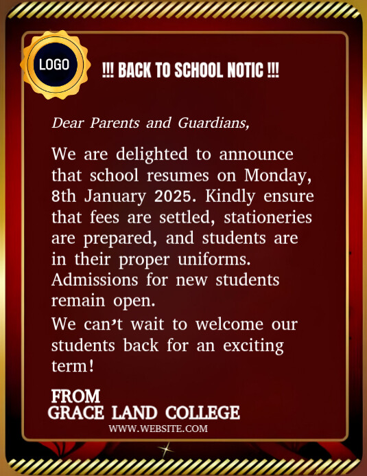 Red Professional Back To School Notice Flyer (us Letter) Template ...