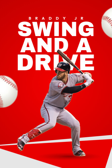 Red Professional Baseball Gameday Poster Templat | PosterMyWall