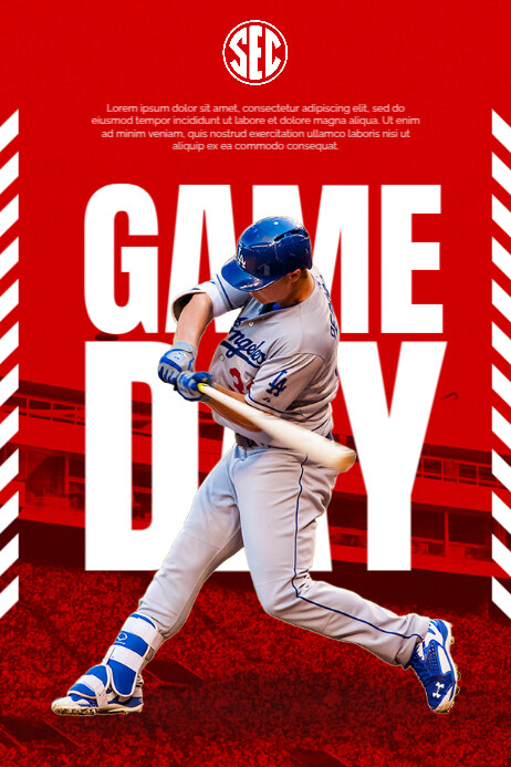 Red Professional Baseball Gameday Poster Template | PosterMyWall