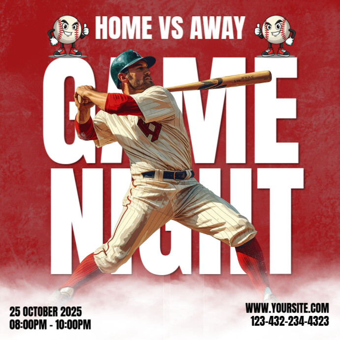 Plantilla de Red Professional Baseball Instagram Post | PosterMyWall