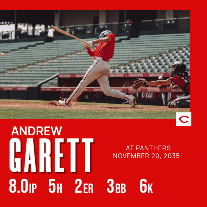 Red Professional Baseball Player Statistics Instagram Post Template ...
