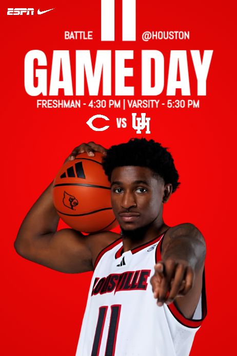Red Professional Basketball Gameday Poster Template | PosterMyWall