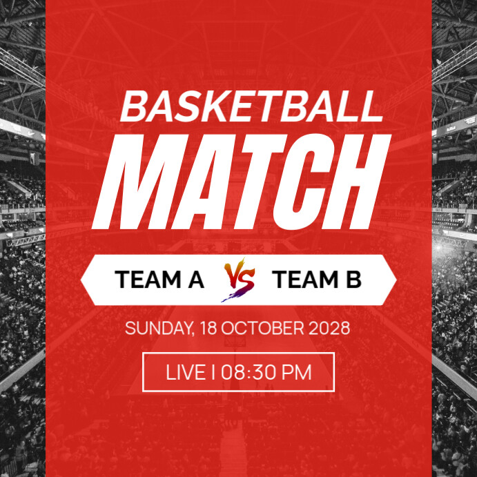 Plantilla de Red Professional Basketball Match Poster Design Instagram ...