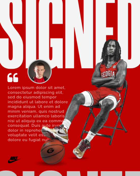 Copy of Red Professional Basketball Player Signing Instagram Portrait ...