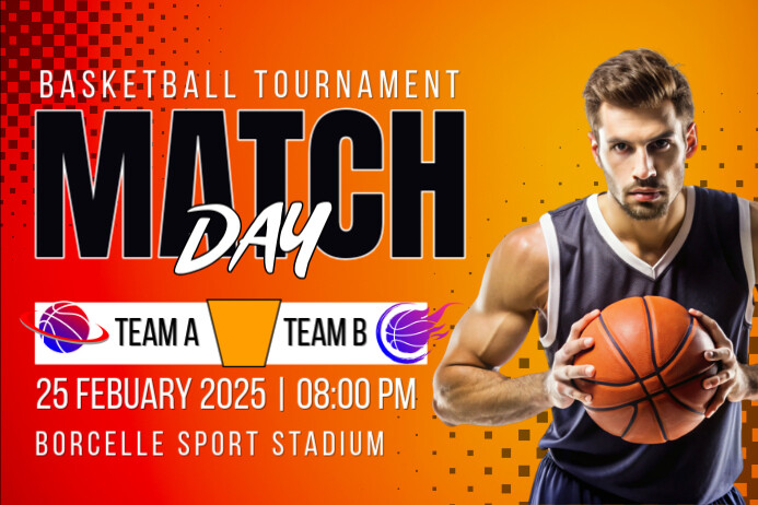 Red Professional Basketball Tournament Poster Template | PosterMyWall