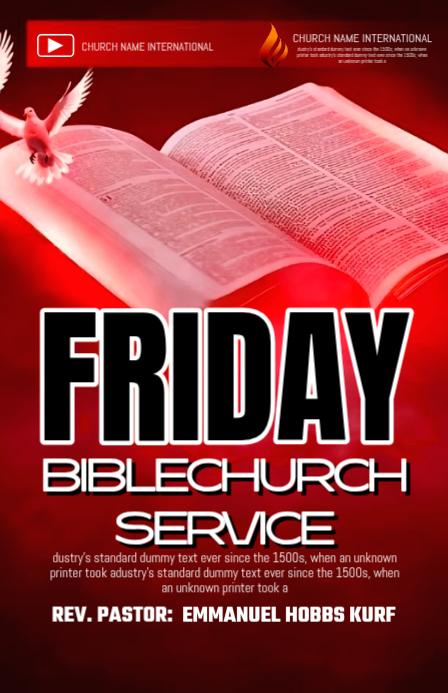 Plantilla de Red Professional Bible Church Service Tabloid | PosterMyWall