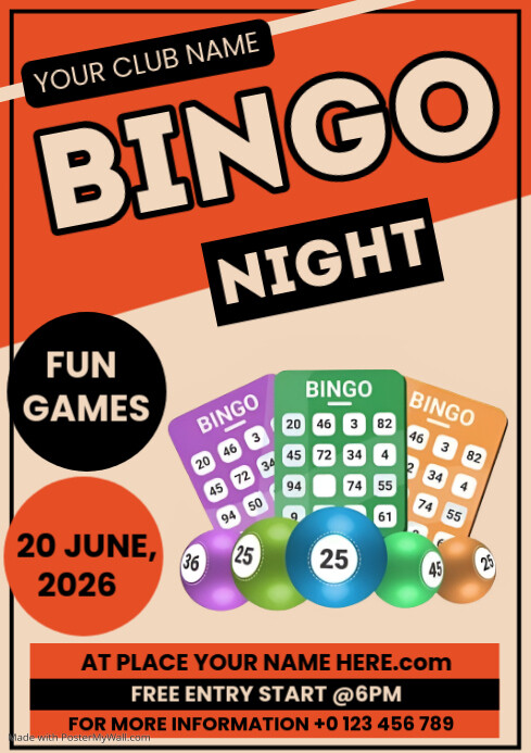 Red Professional Bingo Night Event Invitation poster flyrer Template ...