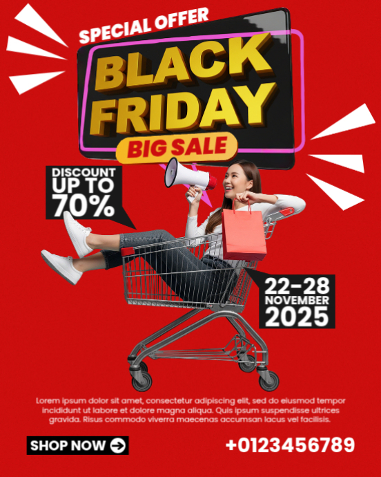 Red Professional Black Friday Big Sale Discount for Instagram Portrait ...