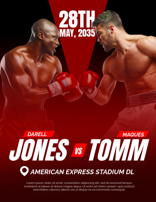Red Professional Boxing Match Day Flyer (us Letter) Template | PosterMyWall