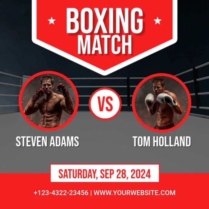 Red Professional Boxing Match Instagram Post Template | PosterMyWall