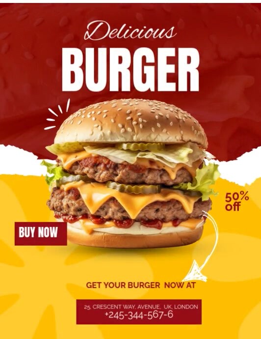 Copy of Red Professional Burger Sales Advert Flyer (us Letter ...