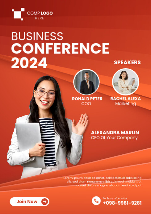 Red Professional Business Conference Event Poster Flyer A4 Template ...